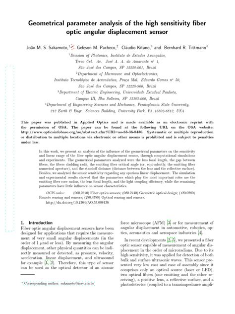 2015 Arxiv Geometrical Parameter Analysis Of A High Sensitivity
