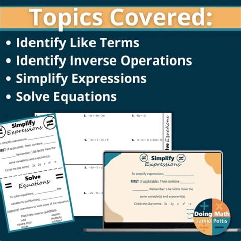 Simplify Expressions Solve Equations Foldable Notes Powerpoint Slides