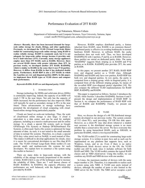 Pdf Performance Evaluation Of 2ft Raid