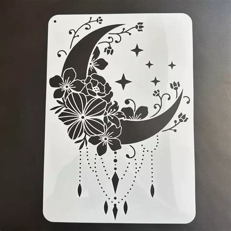 Diy 만다라 스텐실 벽화 스크랩북 색칠 엠보싱 앨범 장식 종이 카드 템플릿 A4 29x21cm 달 그림 공급 및 벽 치료