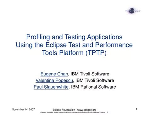 Ppt Profiling And Testing Applications Using The Eclipse Test And