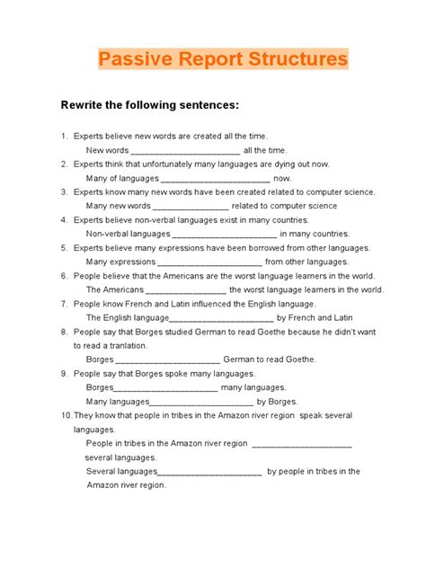 Passive Report Structures Pdf