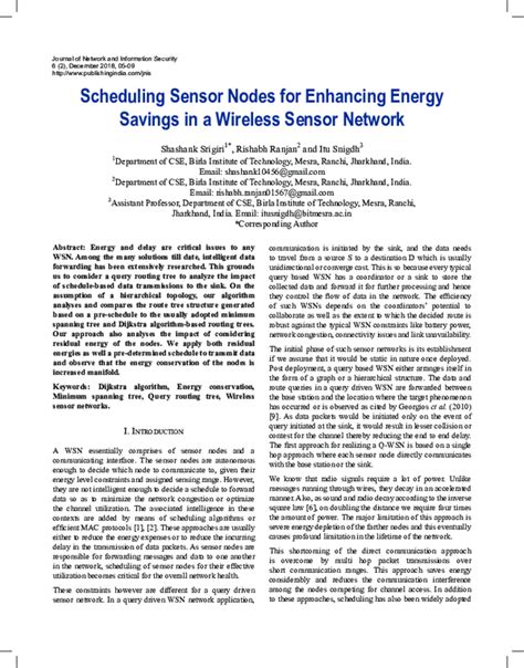 pdf scheduling sensor nodes for enhancing energy savings in a