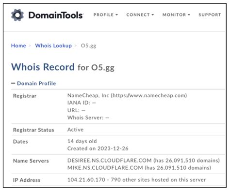 Screenshot Of Whois Records For A PyPI Package S Domain