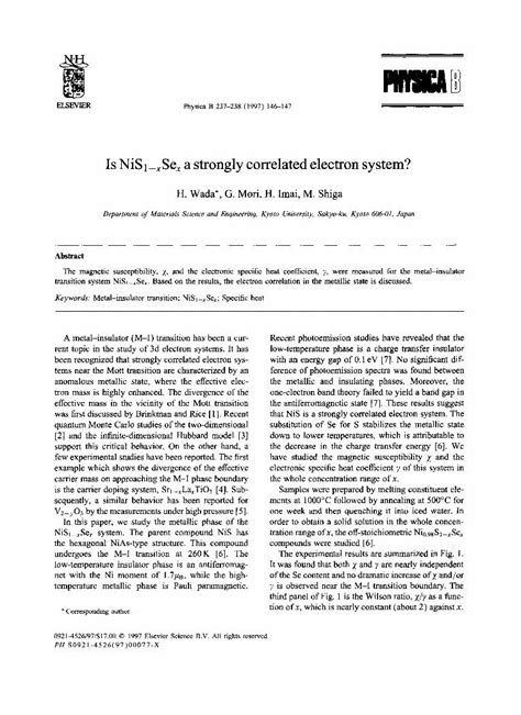 Pdf Is Nis1−xsex A Strongly Correlated Electron System Dokumentips