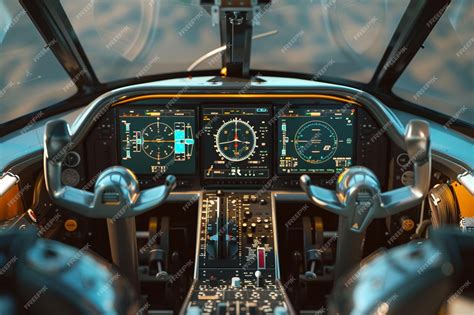 Cockpit Of A Cockpit With The Cockpit Control Panel And Cockpit Control