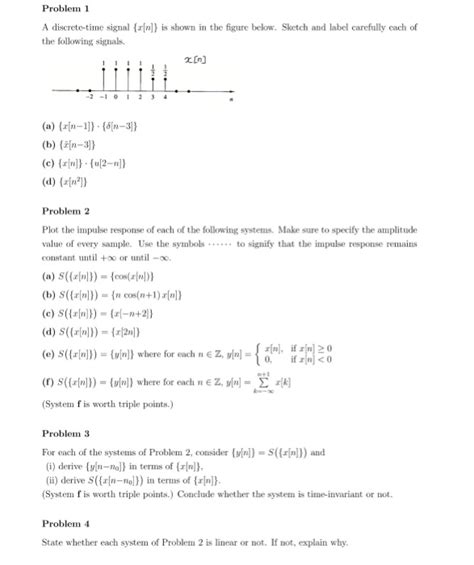 Solved Problem A Discrete Time Signal T N Is Shown In Chegg