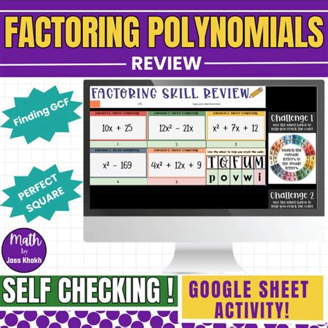 Factoring Polynomials Activity Digital Interactive Practice Review