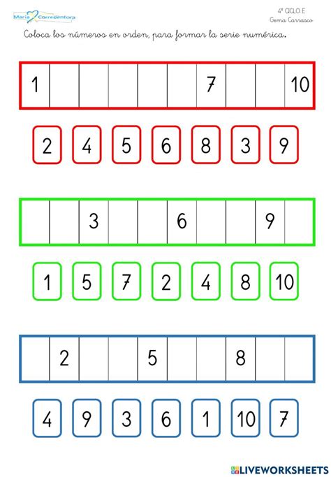 Serie Numércia Del 1 Al 10 Worksheet Number Series Worksheets