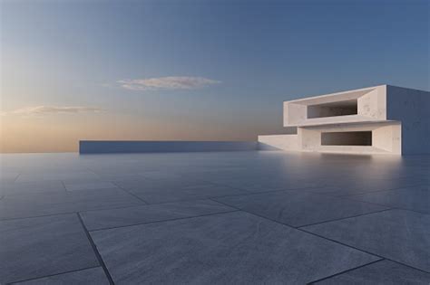 빈 콘크리트 바닥 자동차 프리젠 테이션과 미래 건축 배경의 3d 렌더링 건축에 대한 스톡 사진 및 기타 이미지 건축