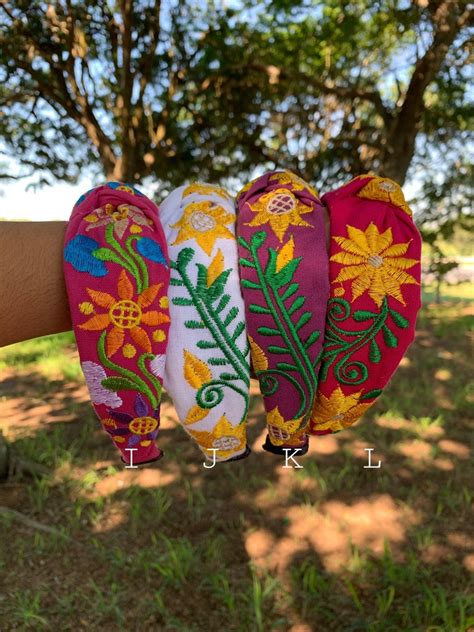 Hand Embroidered Floral Headbands Artisanal Headbands Etsy
