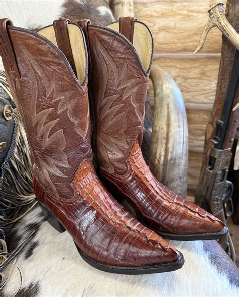 Mens Western Horn Back Alligator Crocodile Tail Genu Gem