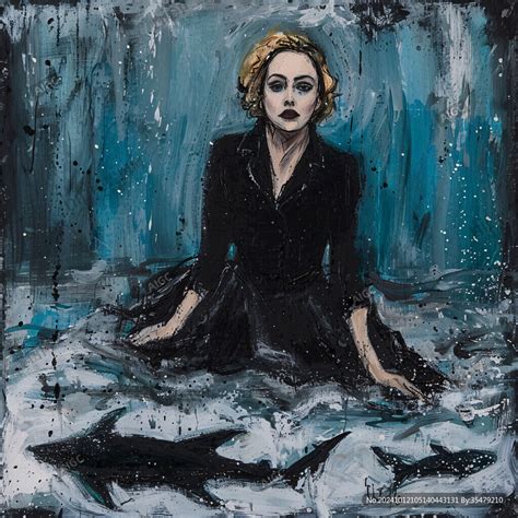 Ai创作图鱼群中的美人鱼 水时装画 数字油画插画设计 数字肖像插画 湿画湿画 丙烯画人物 数字油画插画 创意人像作品 丙烯肖像画 超现实主义