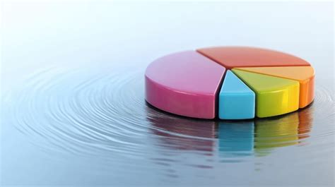 A 3d Pie Chart With Colorful Segments Floating Above A Reflective