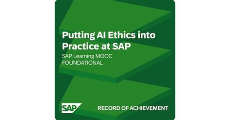 Putting Ai Ethics Into Practice At Sap Record Of Achievement Was Issued By Sap To Suresh