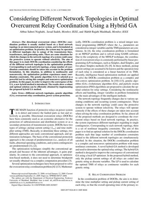 Pdf Considering Different Network Topologies In Optimal Overcurrent