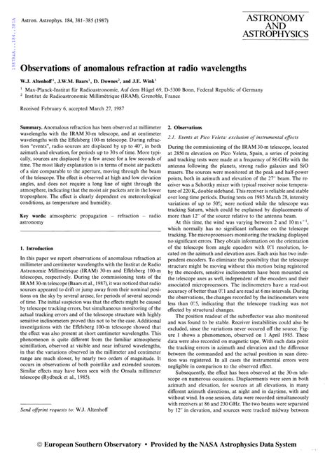 Pdf Anomalous Refraction At Radio Wavelengths