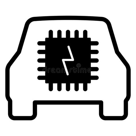 Processor Inside Electric Car Solid Icon Electronics Industry Concept