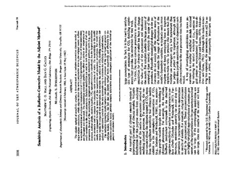 Pdf Sensitivity Analysis Of A Radiative Convective Model By The Adjoint Method