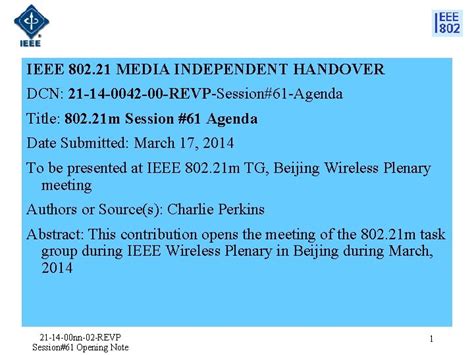 Ieee 802 21 Media Independent Handover Dcn 21