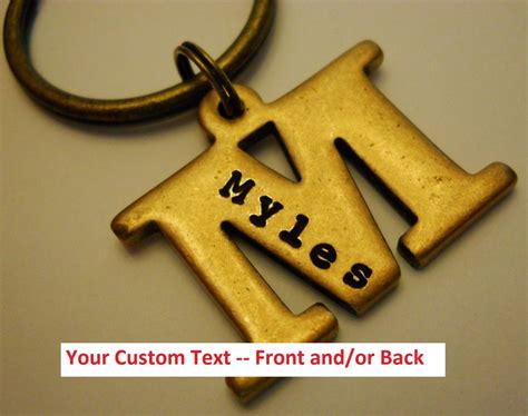 Letter Initial Keychain Personalized Name Date Initials Keyring