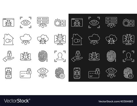 Set Line Cancelled Fingerprint Face Recognition Vector Image
