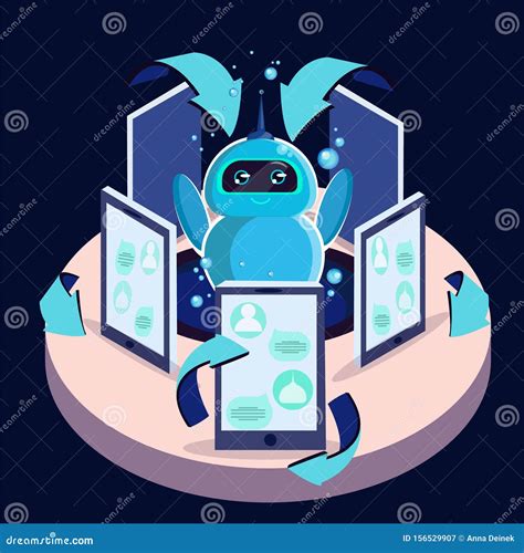 Cute Smiling Robotchat Bot Stock Vector Illustration Of Connection