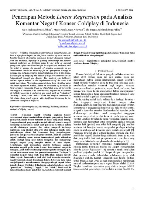Pdf Penerapan Metode Linear Regression Pada Analisis Komentar Negatif