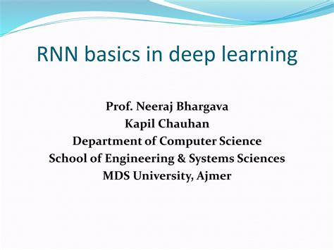 Rnn Basics In Deep Learning Ppt