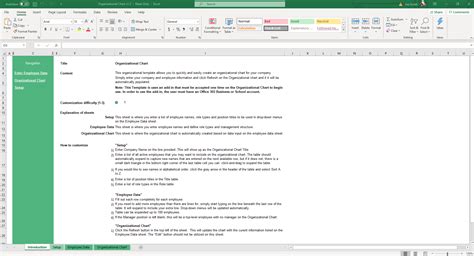 organizational chart excel template simple sheets