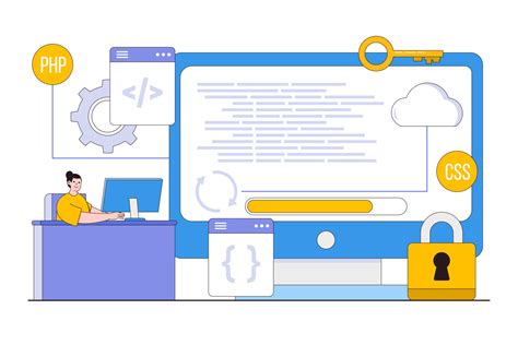 Flat Programming With People Characters Concept Outline Design Style Minimal Vector