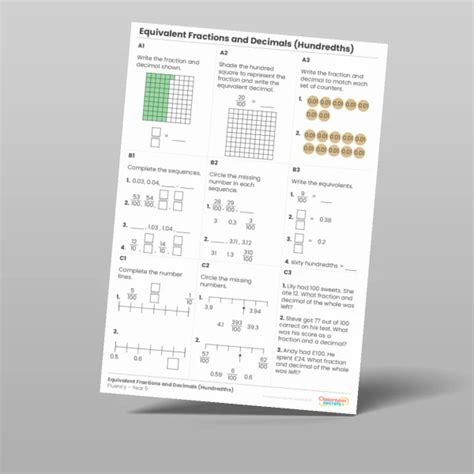 Year 5 Equivalent Fractions And Decimals Hundredths Fluency Matrix