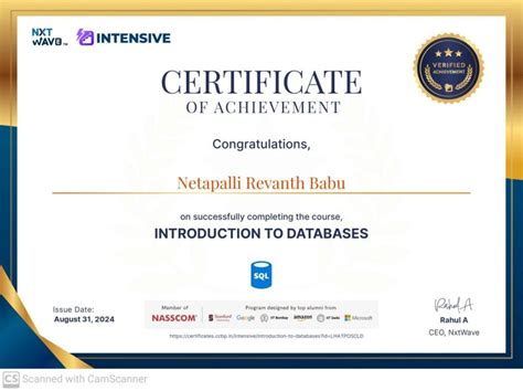 Revanth Netapalli On Linkedin Nxtwave Databases Sql Ccbp Consistency