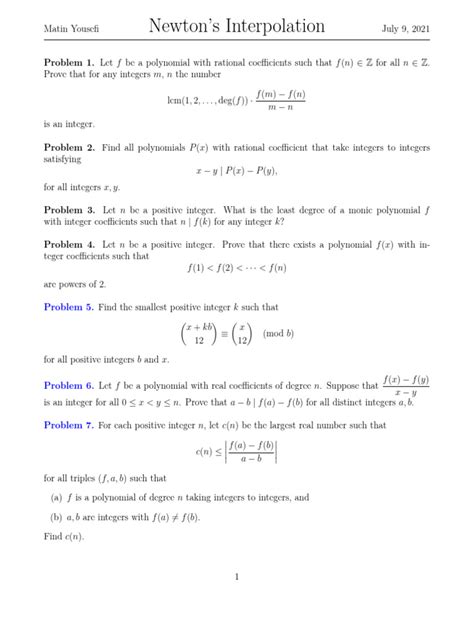newton s interpolation pdf mathematics arithmetic