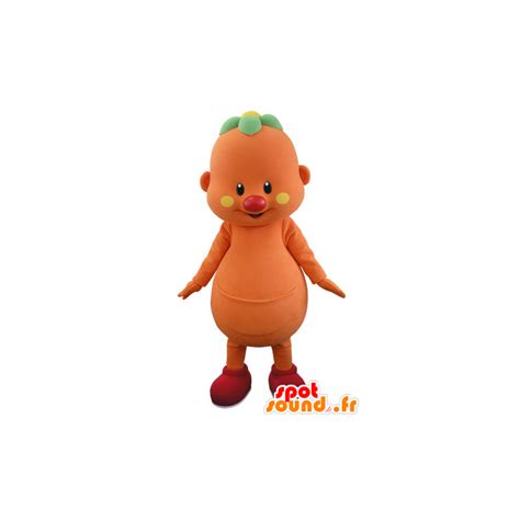 Mascota Del Muñeco De Nieve De Color Naranja Con Una Flor En Su Cabeza
