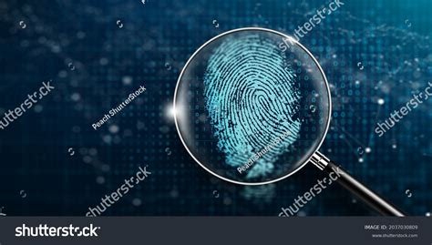 magnifying glass biometrics authentication technology binary stock