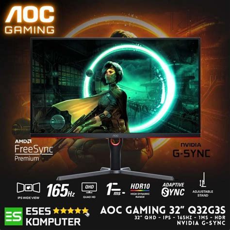 Jual Monitor AOC Gaming Q32G3S 32 Inch IPS QHD 165Hz 1ms HDR10 Adjustable Di Seller ESES