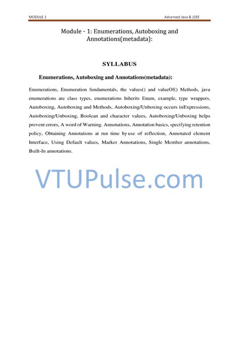 18cs644 Notes Module 1 Vtupulse Module 1 Enumerations Autoboxing
