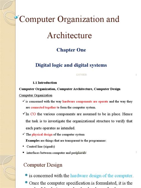Computer Organization and Architecture: Chapter One Digital Logic and Digital Systems | PDF ...