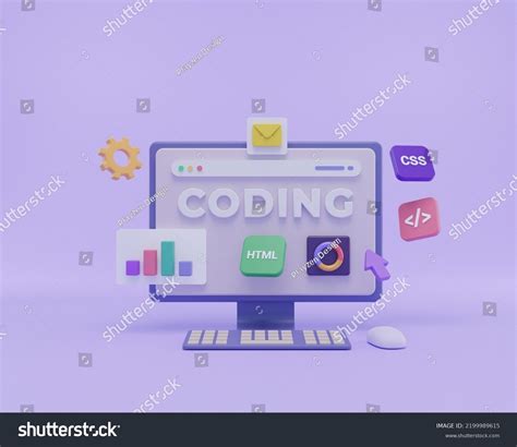 3d Render Web Development Software Development Stock Illustration