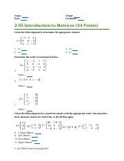Introduction to Matrices: Determining Elements, Order, and | Course Hero