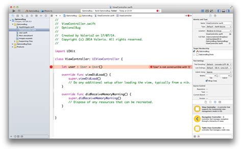 ios8 swift optional property error stack overflow