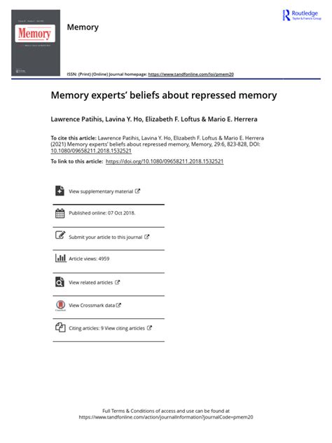 Scientific Evidence Memory Experts Beliefs About Repressed Memory