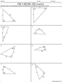 Right Triangle Trigonometry Guided Notes And Worksheets TPT