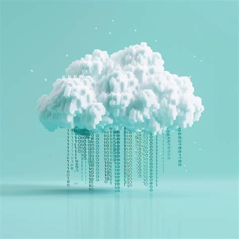 3d icon of a cloud with binary code on pastel teal background a cloud