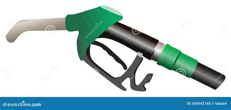 Green Fuel Nozzle Vector Drawing On Isolated White Background Stock