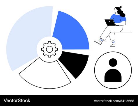 Businesswoman Analyzing Pie Chart With Laptop Vector Image