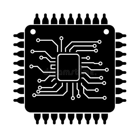 A Black And White Illustration Of A Microchip Stock Illustration