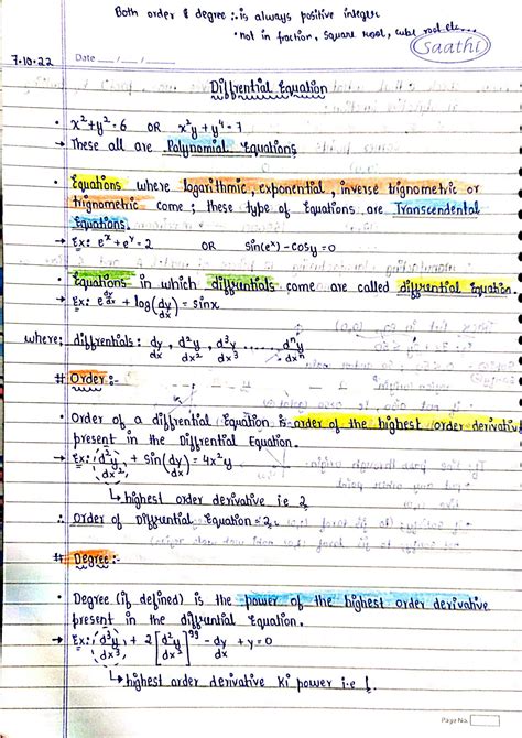 Solution Differential Equations Notes Genral And Particular Solution