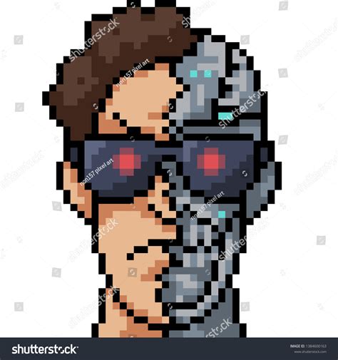 Vector Pixel Art Robot Man Isolated Stock Vector Royalty Free 1384600163